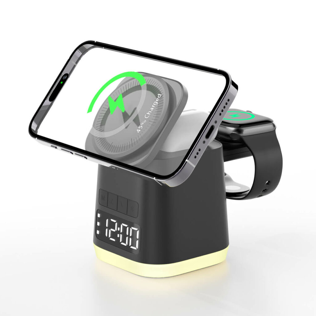 Alarm Clock with Wireless Charging Q11 Foldable Magnetic Charger ...
