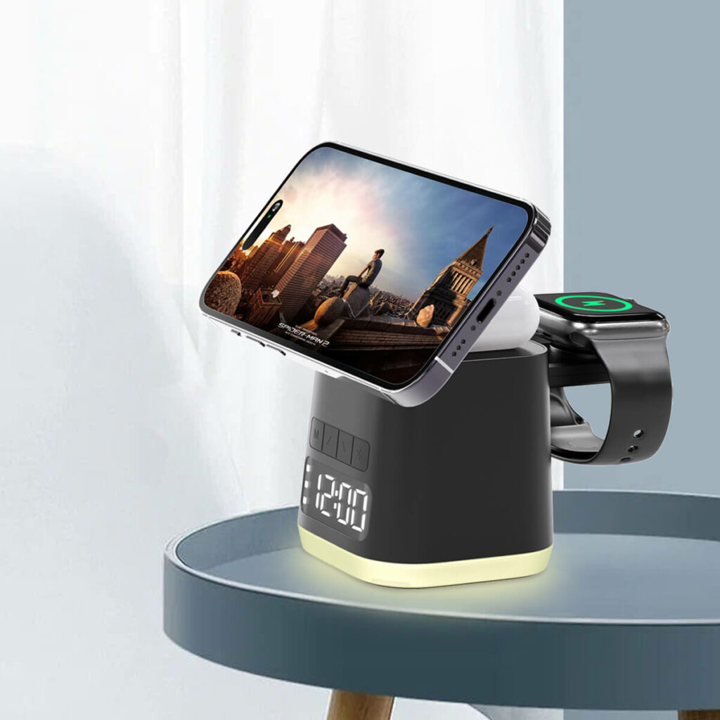 Alarm Clock with Wireless Charging Q11 Foldable Magnetic Charger ...